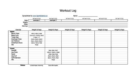 Training Log Template Excel