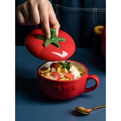 토마토 그릇 컵 뚜껑 숟가락 머그잔 에이블리