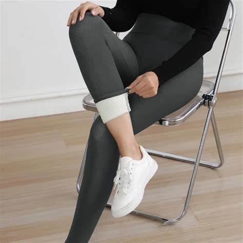 Comfortable High Waist Fleece Leggings Elastic Prevent Cold Velvet