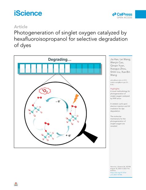 Pdf Photogeneration Of Singlet Oxygen Catalyzed By