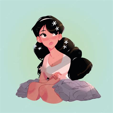 Premium Vector Cartoon Girl With Long Hair In Princess Style