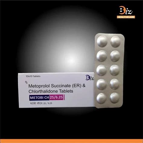 Metoprolol Succinate 25mg And Chlorthalidone 65mg Tablet At Rs 130box
