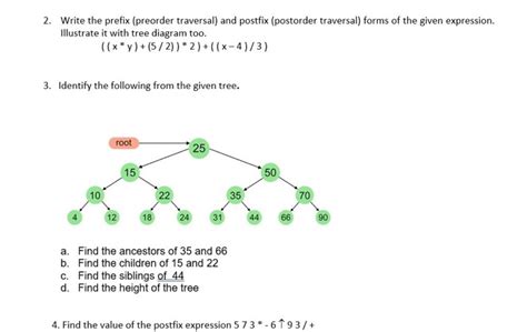 Solved 2 Write The Prefix Preorder Traversal And Postfix