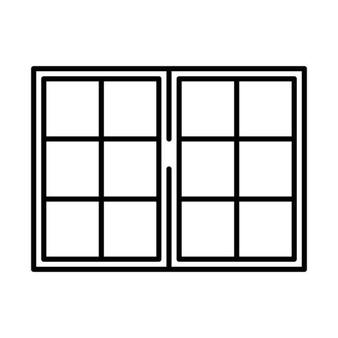 Window Icon Simple Outline Style Double Window Frame Square Close Room House Home