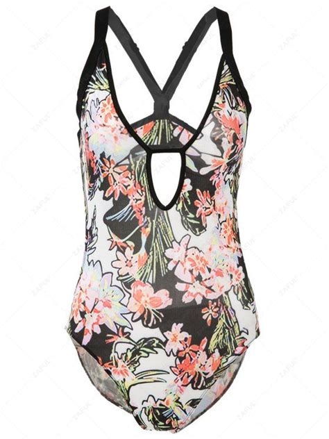 31 Off 2021 Printed Cut Out Sexy One Piece Swimwear In Colormix Zaful