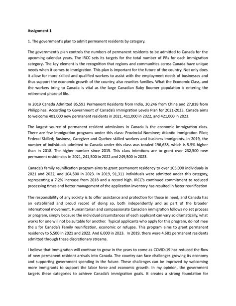 Assignment 1 Immigration Assistant Assignment 1 The Governments