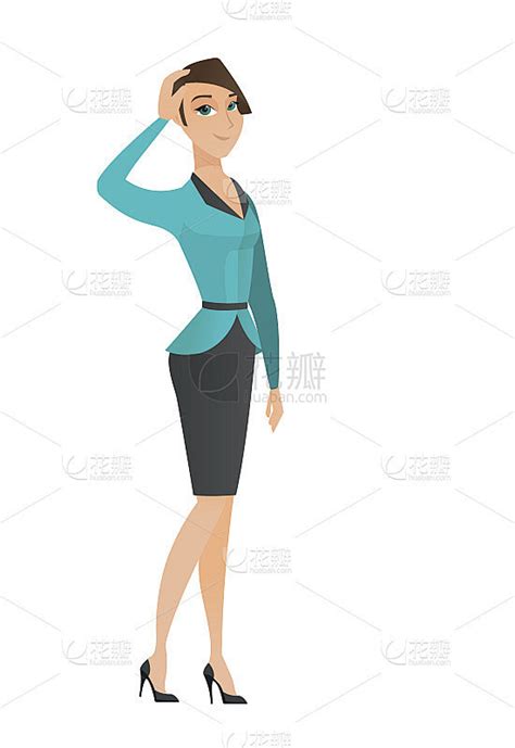 年轻的白人女商人在挠头