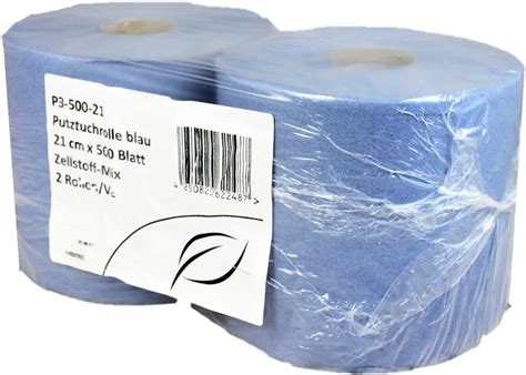 2x Putzrolle Blau 2 Lagig Gesamt Ca 1000 Blatt Ca 22x38 Cm Perforiert