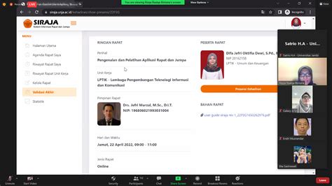 LPTIK MENGADAKAN PENGENALAN DAN PELATIHAN APLIKASI RAPAT DAN JUMPA
