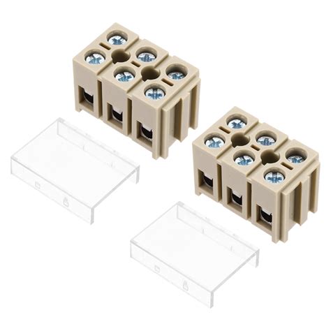 Uxcell 2pcs Dual Row Terminal Block 3 Positions 660v 41a Removable Screw Terminals Strip Cable