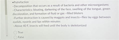 Solved Putrefaction Decomposition That Occurs As A Result
