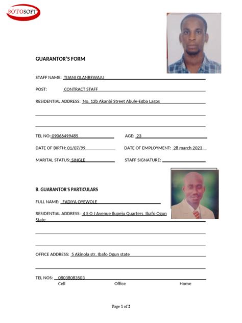 Guarantors Form 1 Pdf Identity Document Authentication