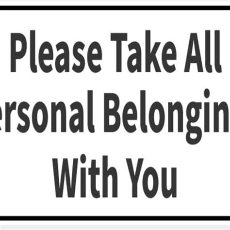 Personal Belongings Sign Etsy