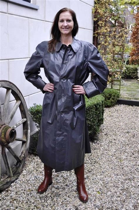 Happy Wearing Her Klepper Mac Rubber Raincoats Acquired Taste Sex