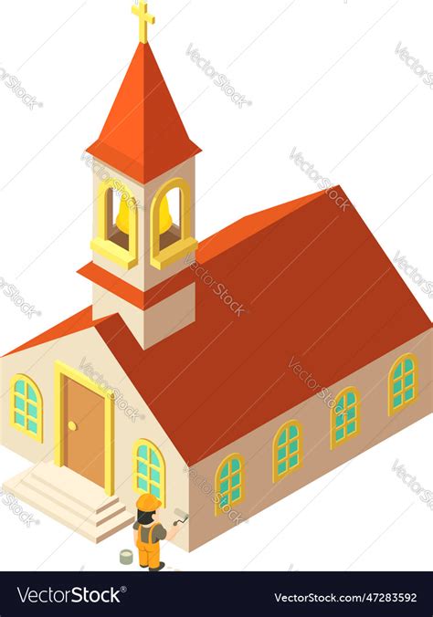 Renovation Work Icon Isometric Worker Royalty Free Vector