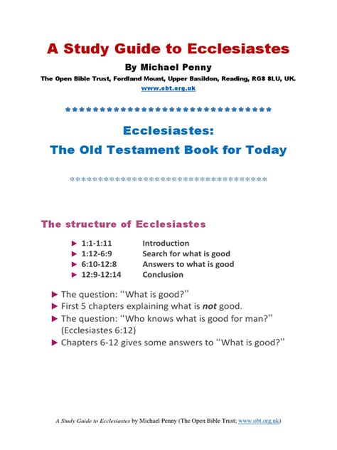 A Study Guide To Ecclesiastes Pdf