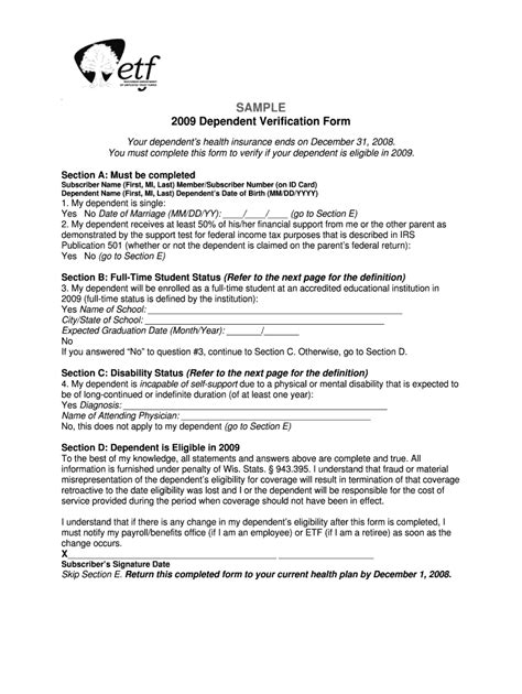 2009 Dependent Verification Form Bussvc Wisc Fill Out And Sign Online