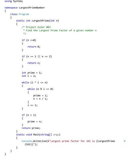 c code for largest prime factor of a given number project euler 003