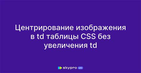 Центрирование изображения в Td таблицы Css без увеличения Td