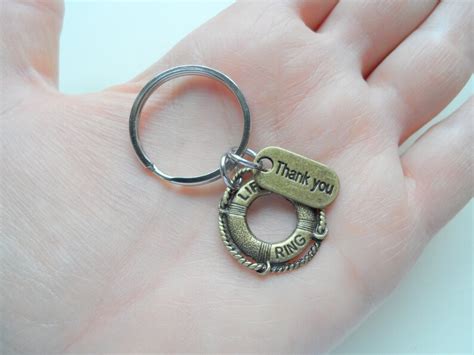 Volunteer Appreciation T Keychain Bronze Lifesaver Charm Etsy