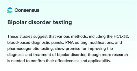 Bipolar Disorder Testing Consensus Academic Search Engine