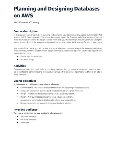 planning and designing databases on aws pdf amazon web services
