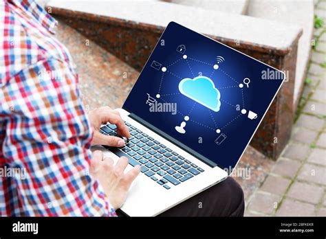 Man Working With Cloud Computing Diagram Modern Technology Concept