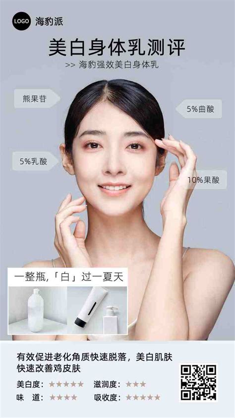 简约高级身体乳评测多图展示海报美图设计室海报模板素材大全
