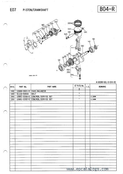 Kubota Engine Gs280 Gcl S Chi Ec Illustrated Parts List