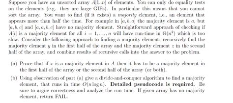 solved suppose you have an unsorted array a[1 n] of