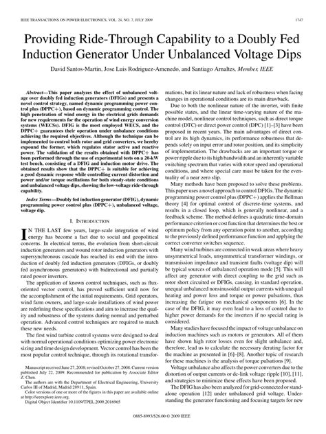 Pdf Providing Ride Through Capability To A Doubly Fed Induction Generator Under Unbalanced