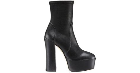 Stuart Weitzman Skyhigh145 Leather Platform Booties In Black Lyst