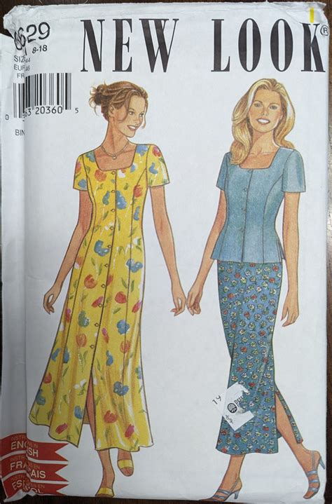 Uncut New Look Sewing Pattern 6629 For Misses Dress Blouse And Skirt Sizes 8 18 Etsy