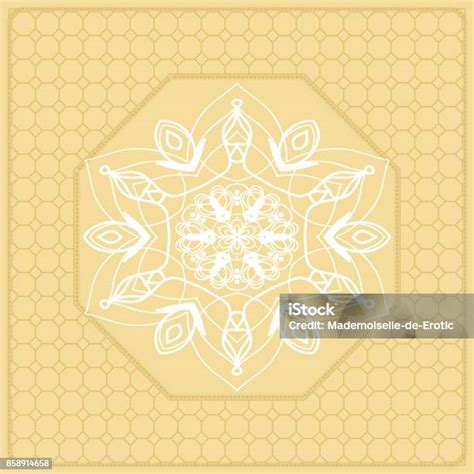 직물에 대 한 서식 파일 인쇄입니다 테두리와 만다라의 패턴입니다 벡터 일러스트입니다 황금 색상입니다 인쇄 두건 Nashnoy 숄 카펫에 대 한 0명에 대한 스톡 벡터 아트