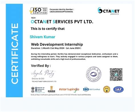 Shivam Kumar On Linkedin Internship Certificate