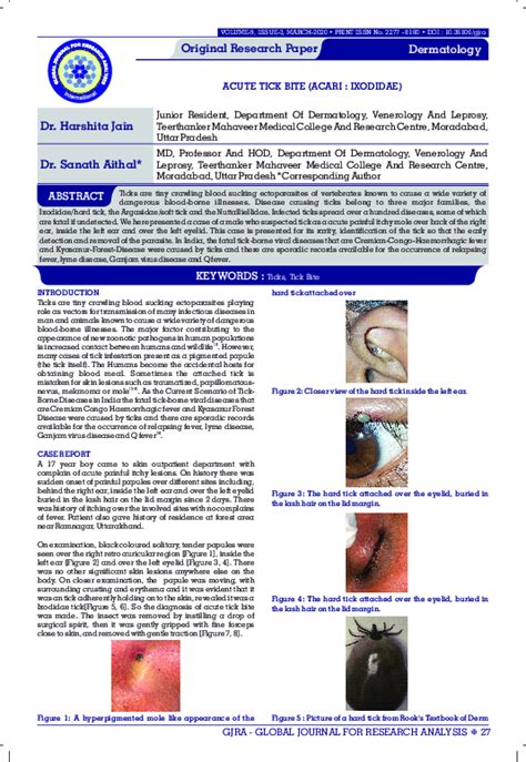 Pdf Acute Tick Bite Acari Ixodidae