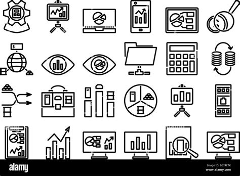 Analytics Icon Set Bold Outline Design With Editable Stroke Width