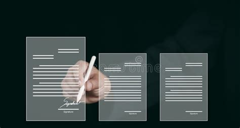 Electronic Signature Business Concept Businessman Signs An Electronic Document Business