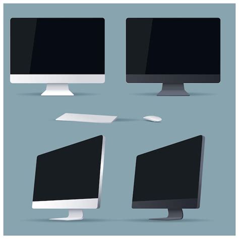 Premium Vector Computer Desktop Keyboard Monitor Vector D Screen Object Front White Modern