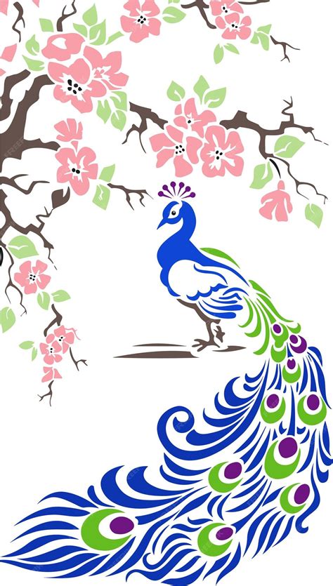 Premium Vector Peacock With Tree Embroidery Patch