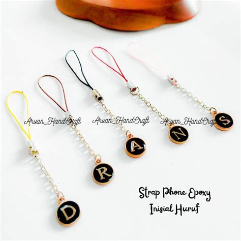 Jual Strap Phone Inisial Epoxy V 1 Gantungan Aksesoris Hp Custom