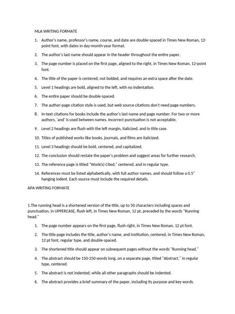 Mla Writing Formate Pdf