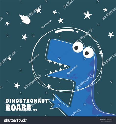 Cute Astronaut Dinosaur Space Theme Tshirt Stock Vector Royalty Free