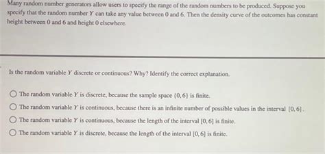 Solved Many Random Number Generators Allow Users To Specify