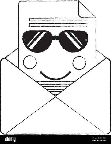 Message Envelope With Sunglasses Kawaii Icon Image Stock Vector Image