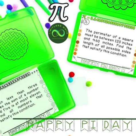 Pi Day Task Cards Multi Step Inequalities Word Problems TPT