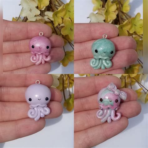 Kawaii Jellyfish Clay Charm Ocean Cute Polymer Clay Charm Etsy