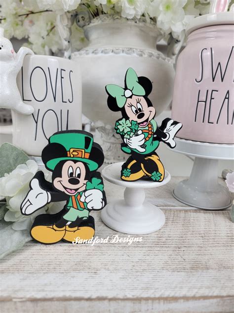Mickey And Minnie St Patricks Day Decor Disney Tiered Tray Decor
