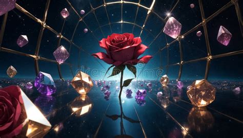 Rose And Crystals In Geodesic Dome Stock Image Image Of Precious Glass 313538229