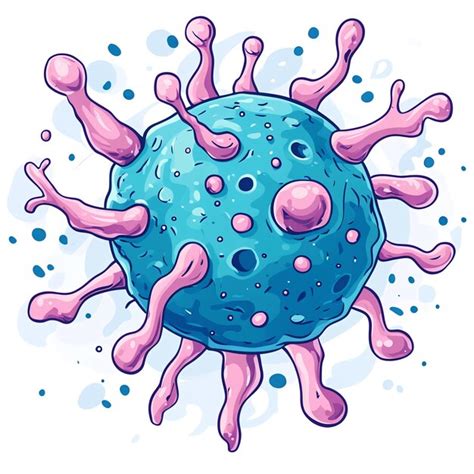 A Drawing Of A Virus With Pink And Purple Spots Premium Ai Generated